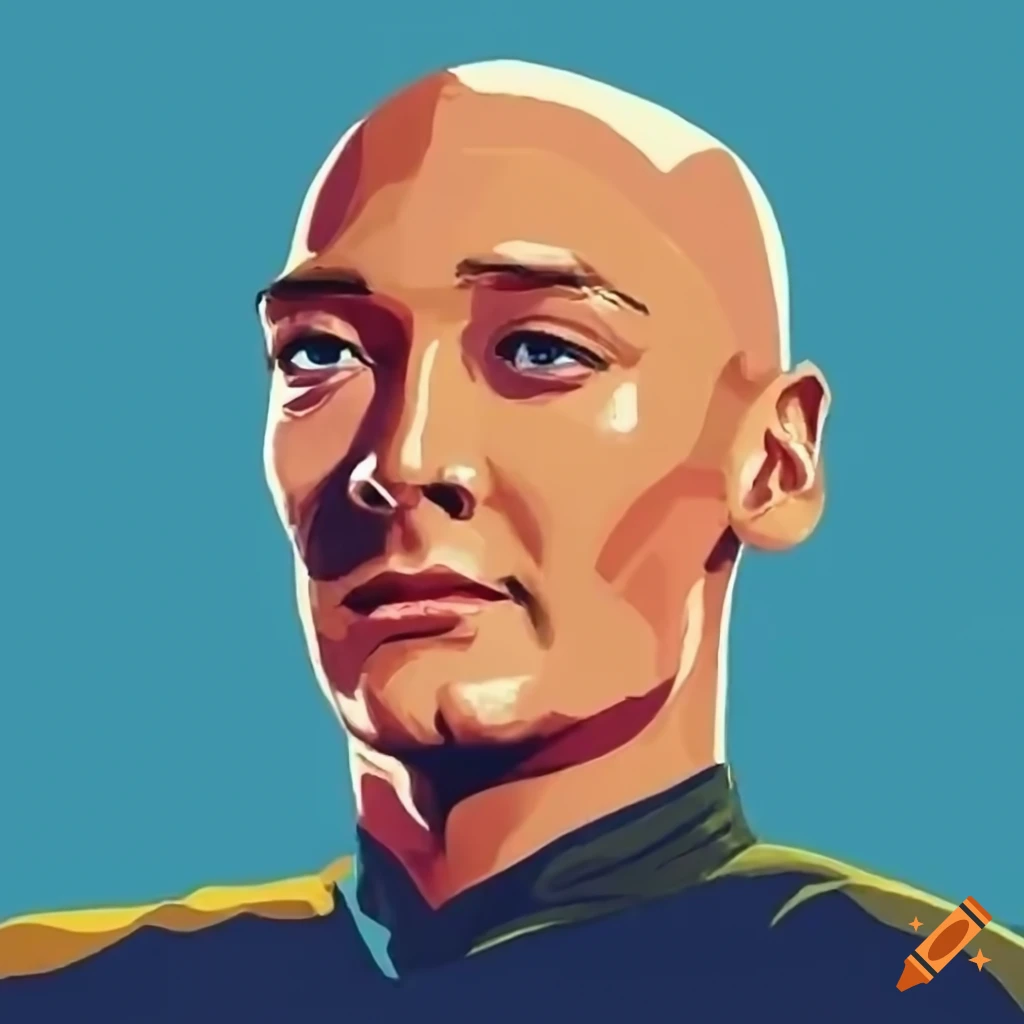 Portrait of George Russell in Star Trek attire with a bald head on Craiyon