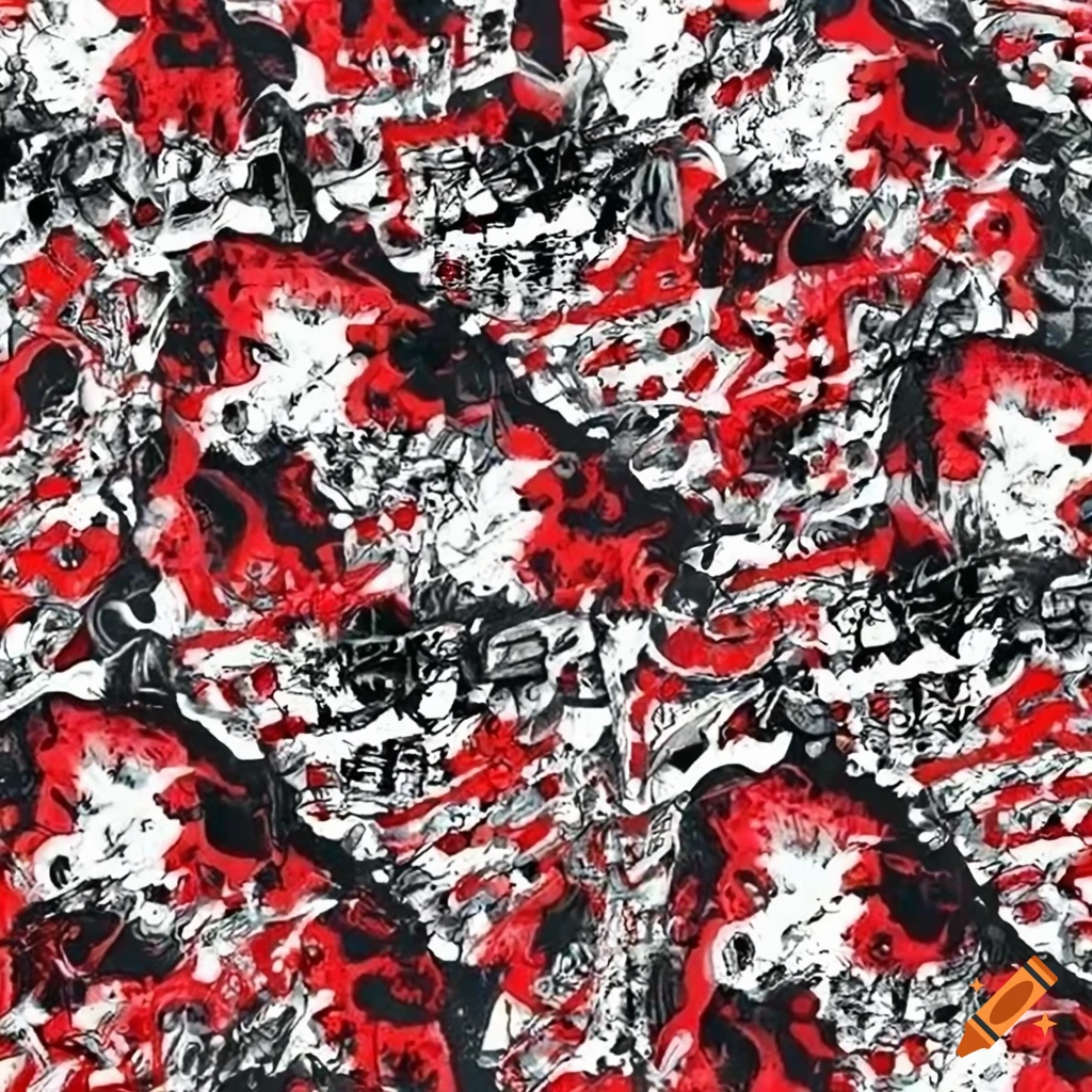 Red and white punk rock pattern on Craiyon