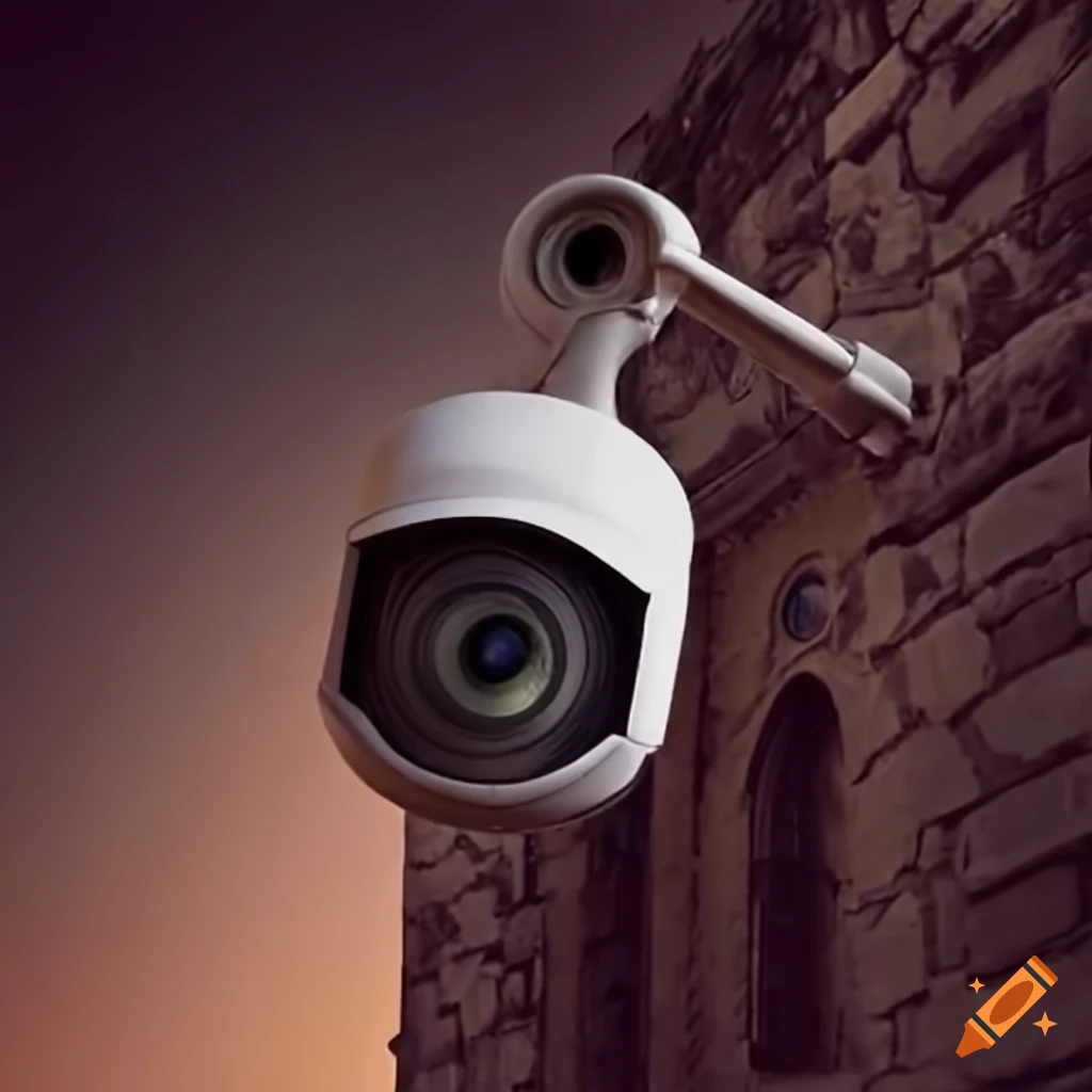 Security camera in a castle on Craiyon