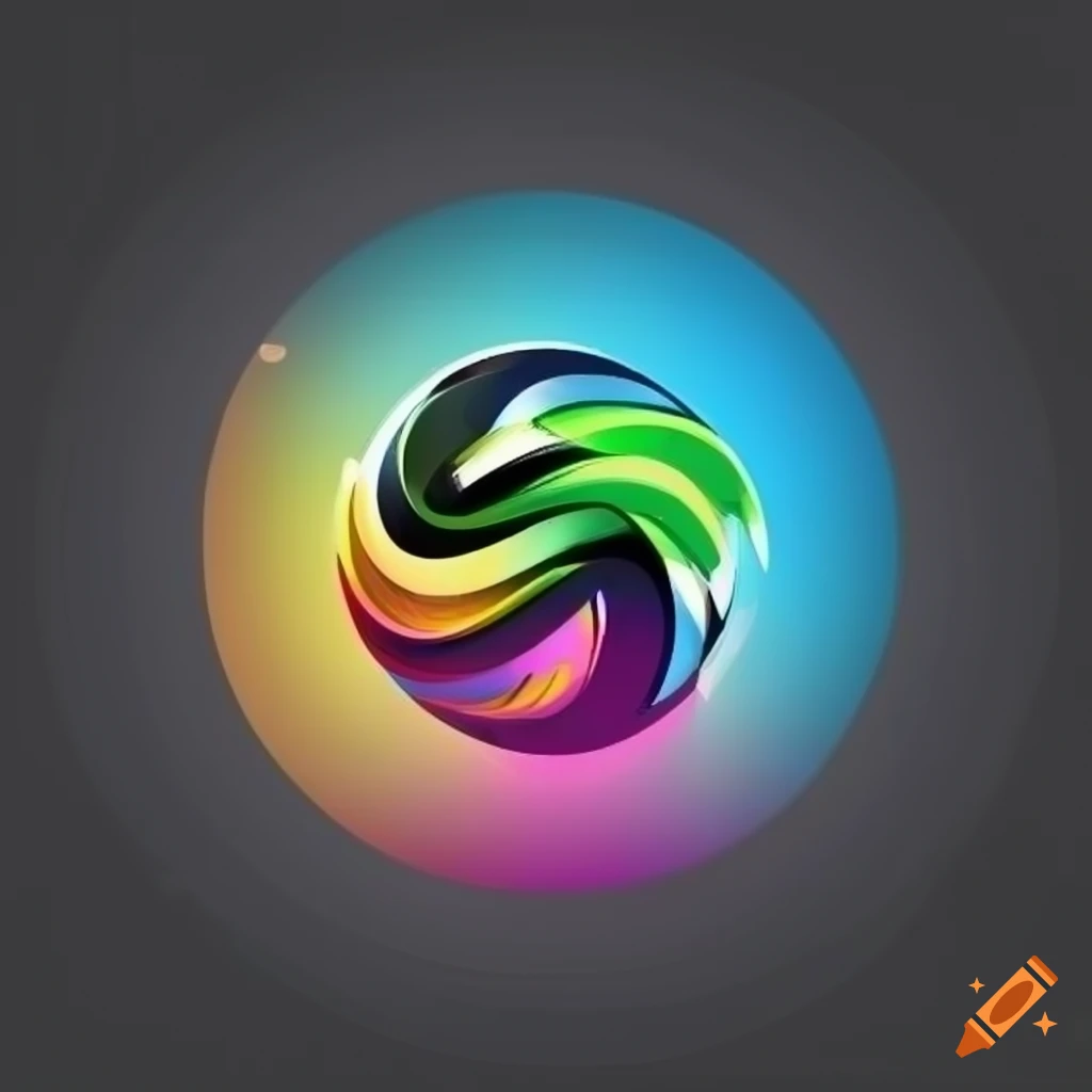 Modern and creative 2d round logo with bright colors on Craiyon