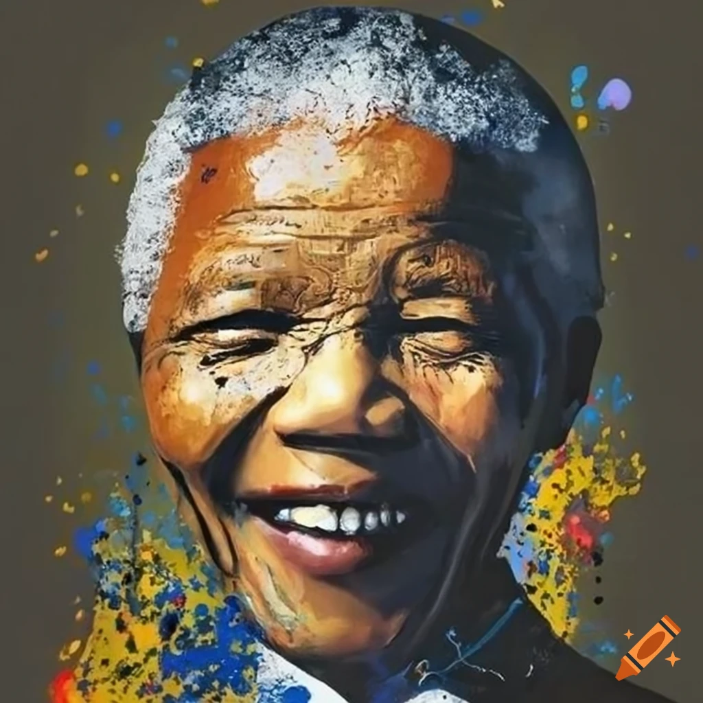 President nelson mandela oil splatter painting on Craiyon