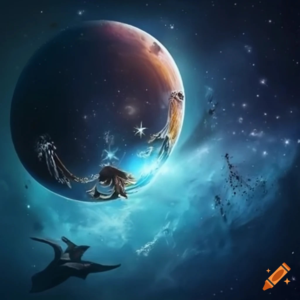 Biblical seraphim floating in space on Craiyon