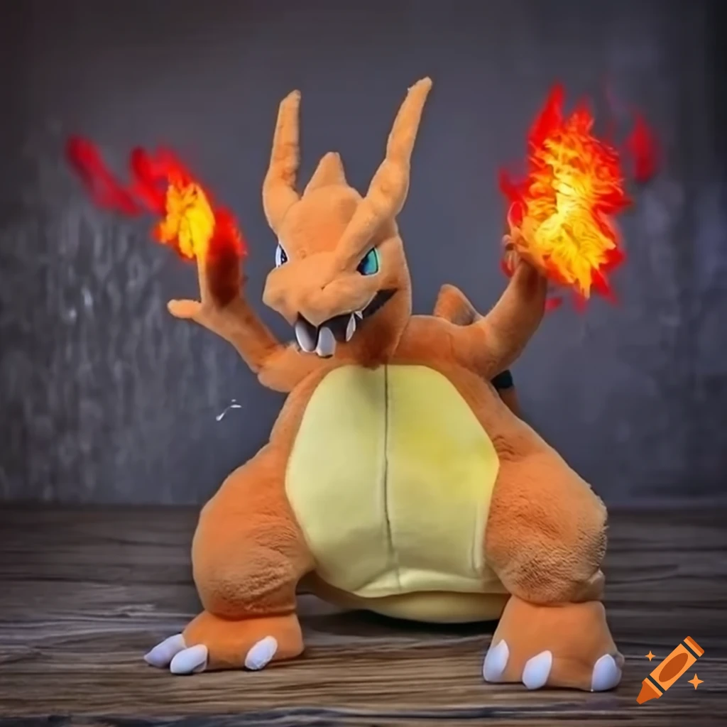 Angry charizard plush toy on Craiyon