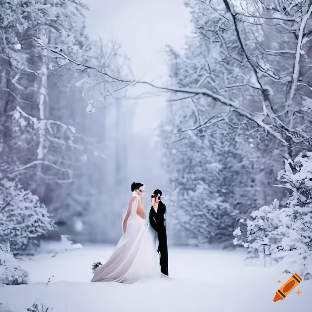 Snowy wedding scene on Craiyon