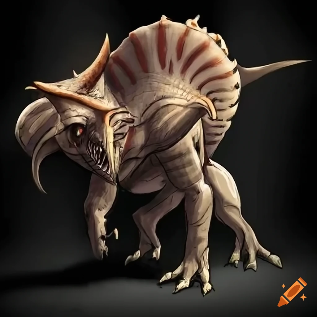 Triceraclaw hybrid dinosaur merging triceratops and velociraptor ...
