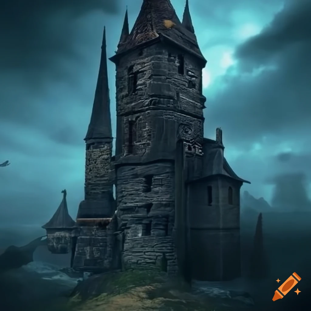 Witch's tower made of stone on Craiyon