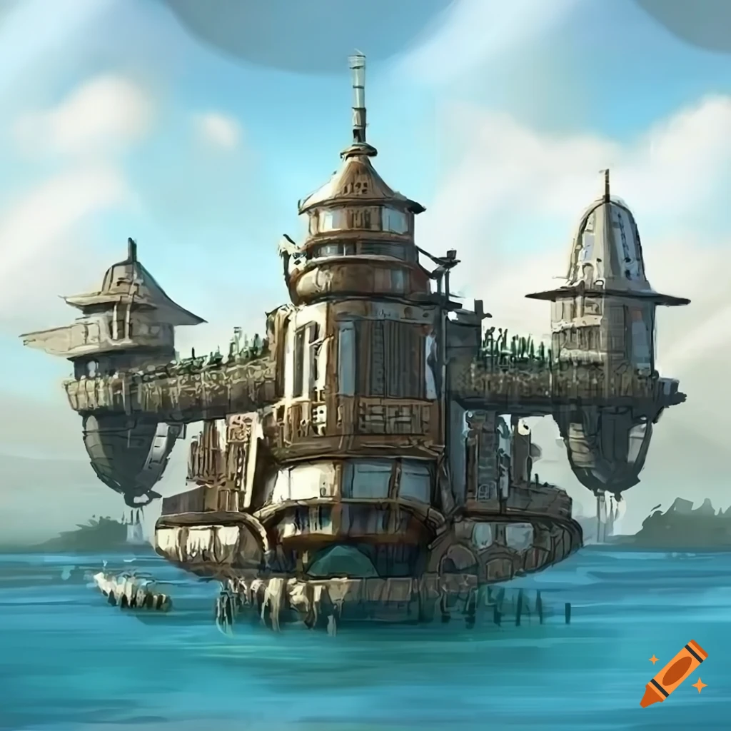 Steampunk imperial harbor concept art on Craiyon