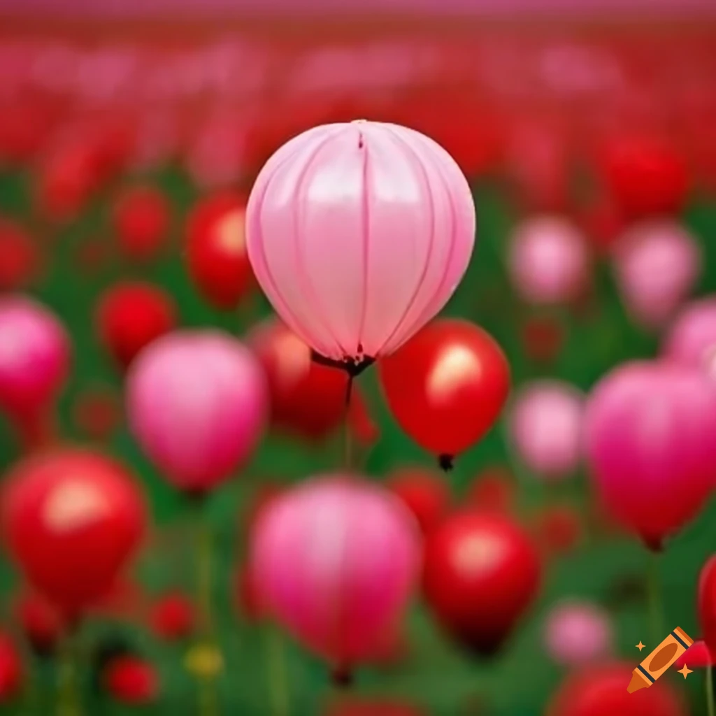 Field of red and pink balloon flowers on Craiyon