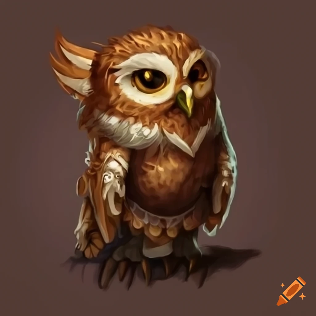 Small owl monk character for Dungeons and Dragons on Craiyon