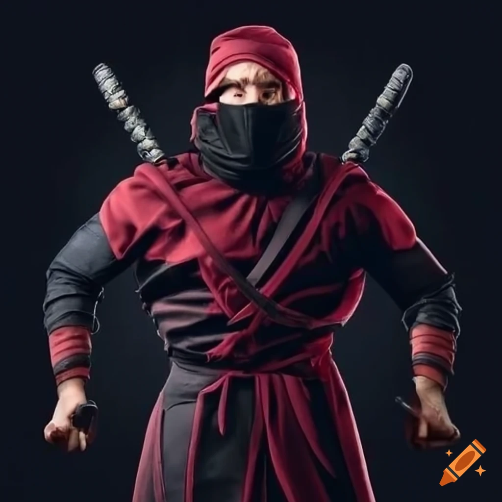 Professional ninja in costume facing forward on Craiyon