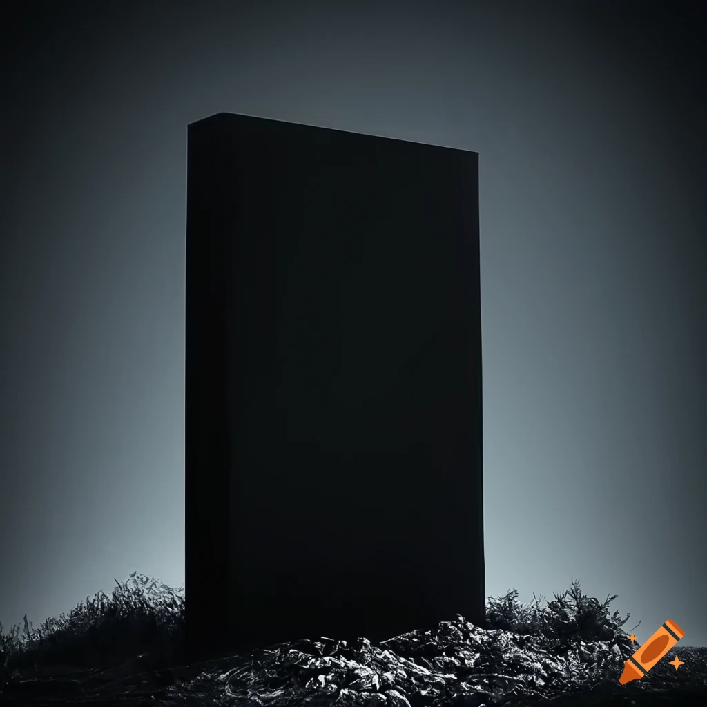 Black rectangular grave monument on Craiyon