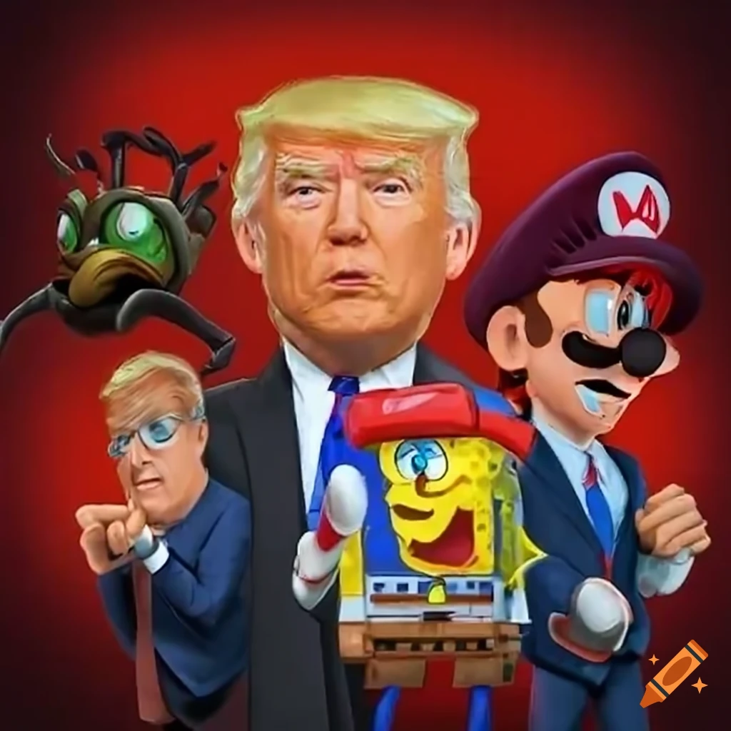 Cartoon characters in mario party 8 video game crossover on Craiyon