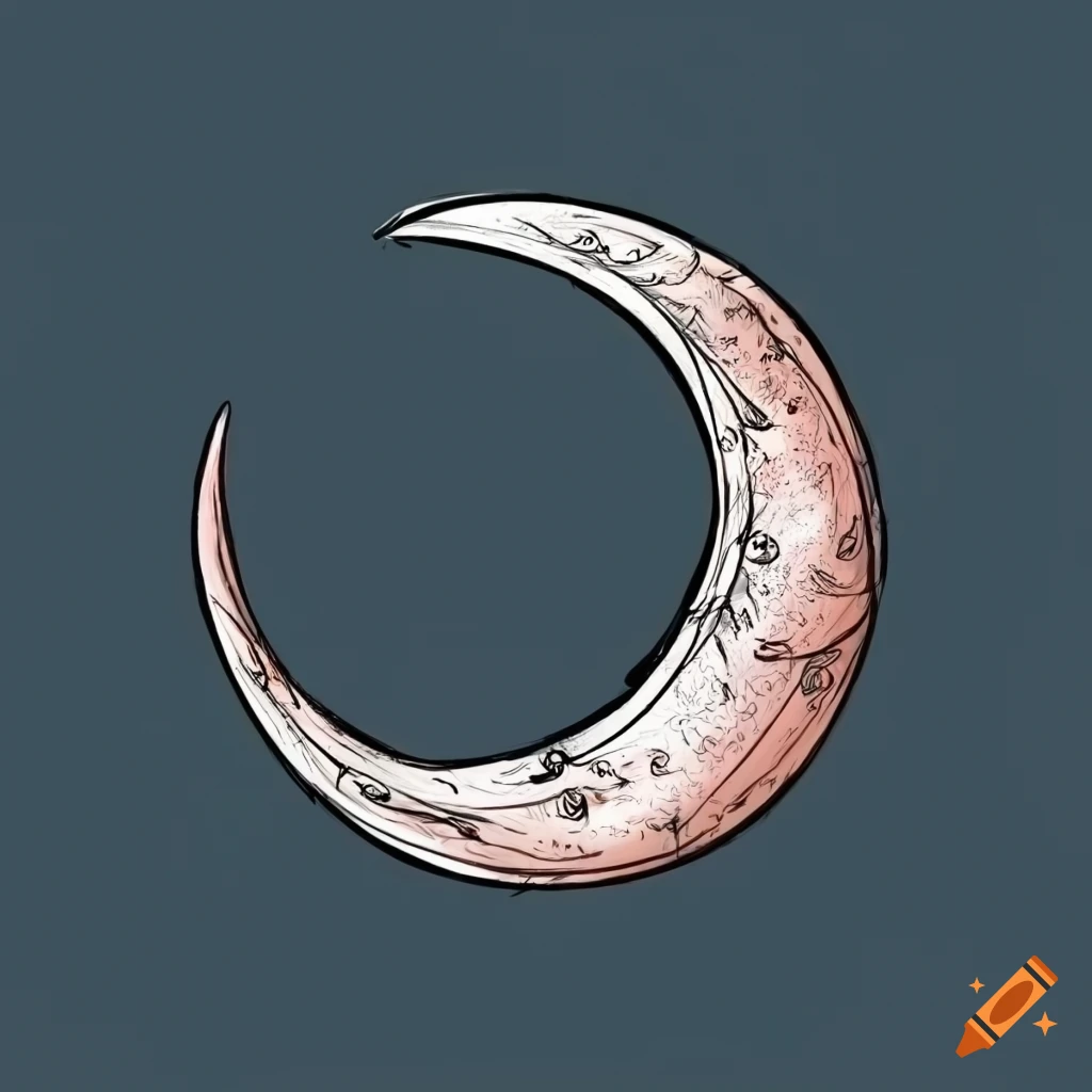 Crescent moon with floral sketch design on Craiyon
