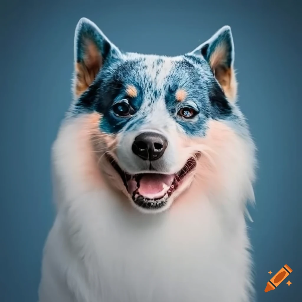 Unique american eskimo derby with blue heeler coloration on Craiyon