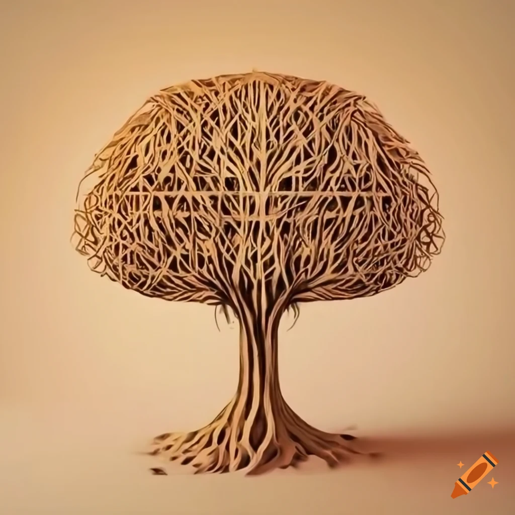 Minimalist oak tree artwork with geometric patterns on Craiyon