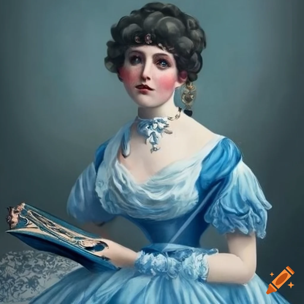 Victorian era calling card with blue emphasis on Craiyon