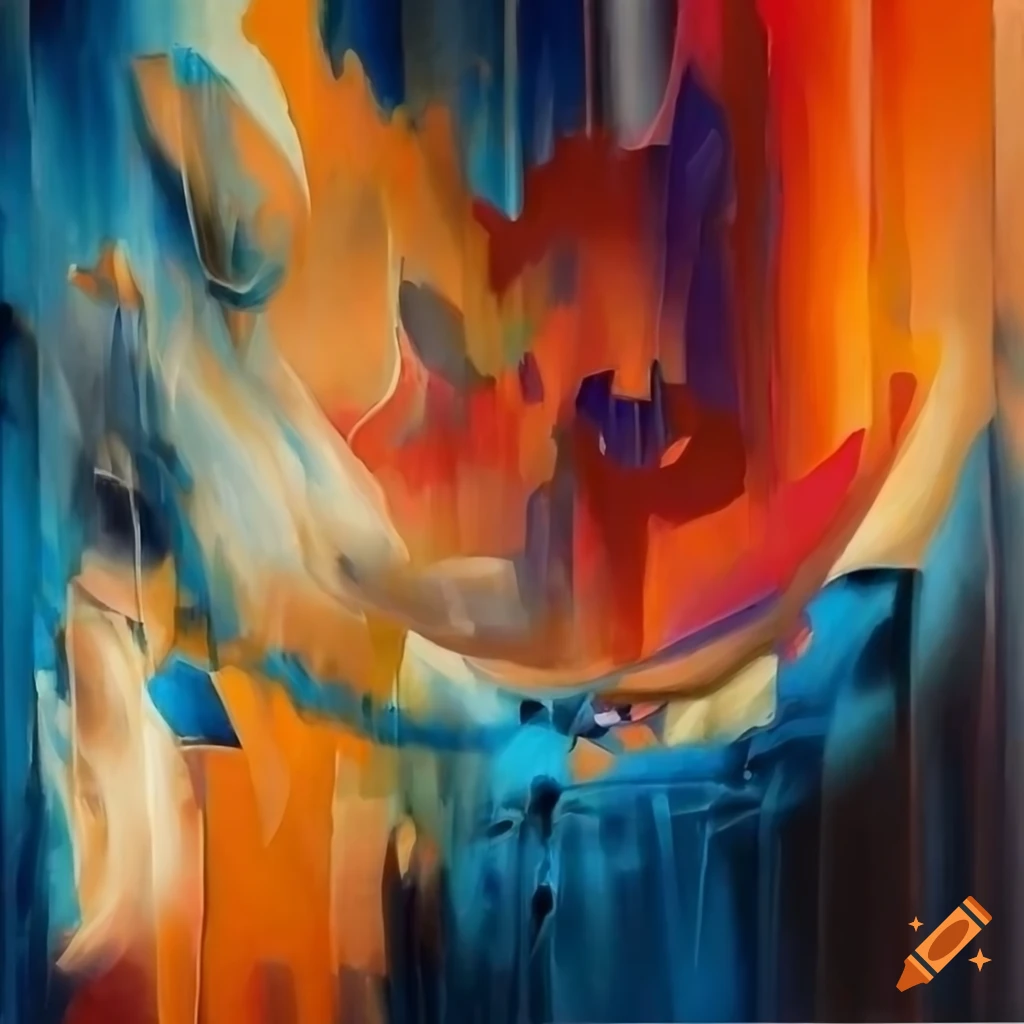 Abstract kadinsky-style geometric and lyrical painting on Craiyon