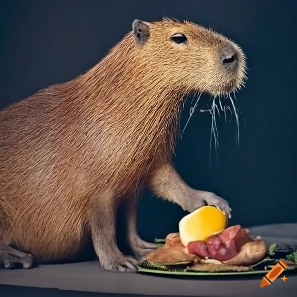 Capybara eating fruit on Craiyon