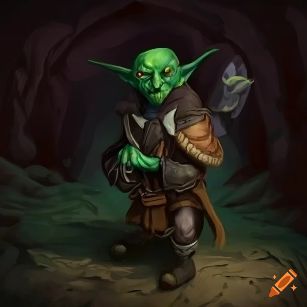Goblin ranger in a cave on Craiyon