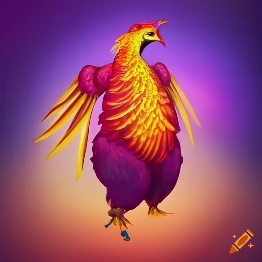 Plump phoenix bird on Craiyon