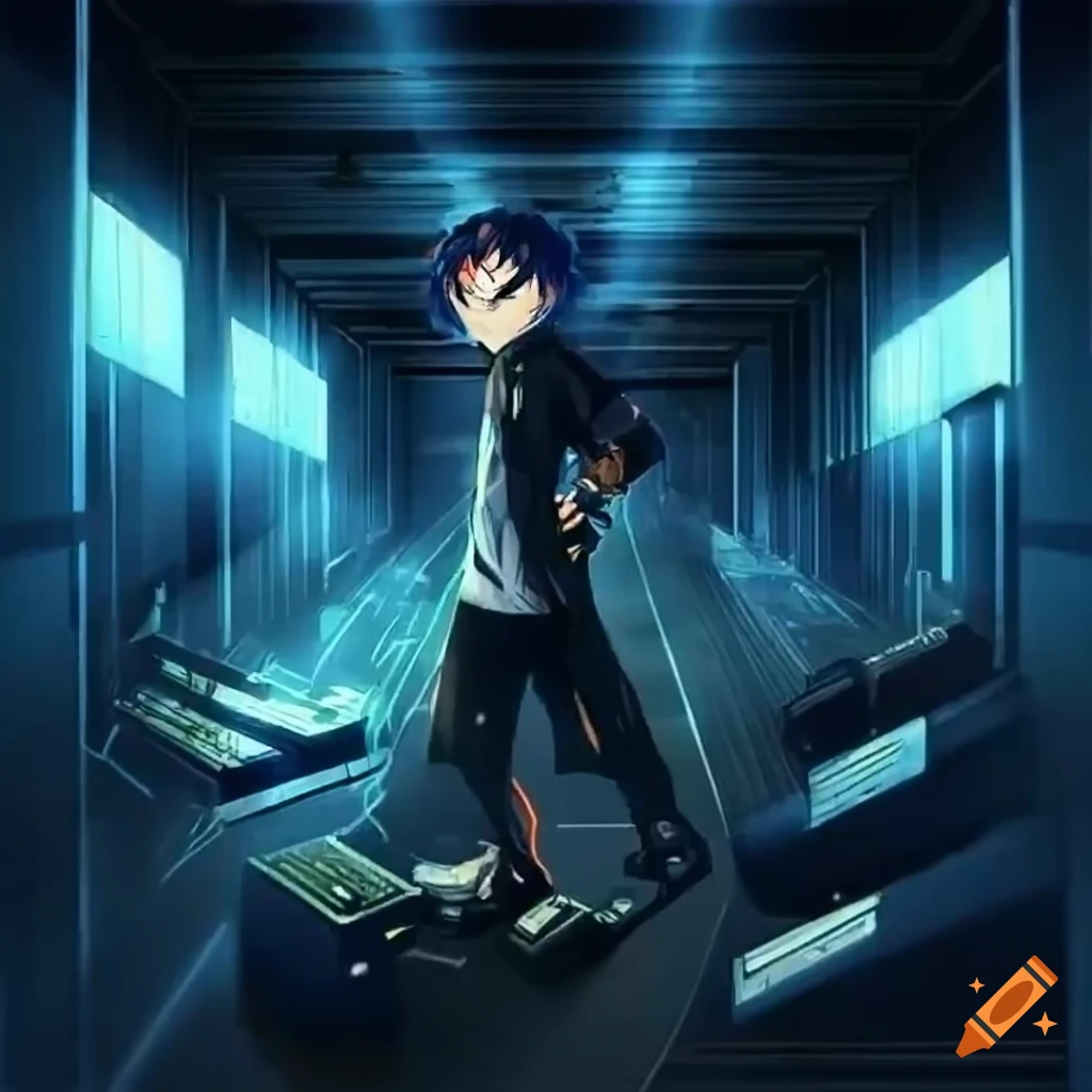 Anime dj in a techno warehouse setting on Craiyon