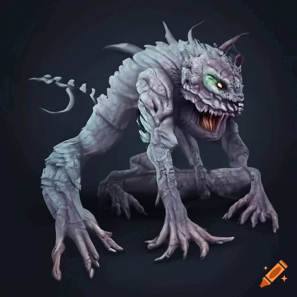 Grey creature-like monster with tentacles on Craiyon