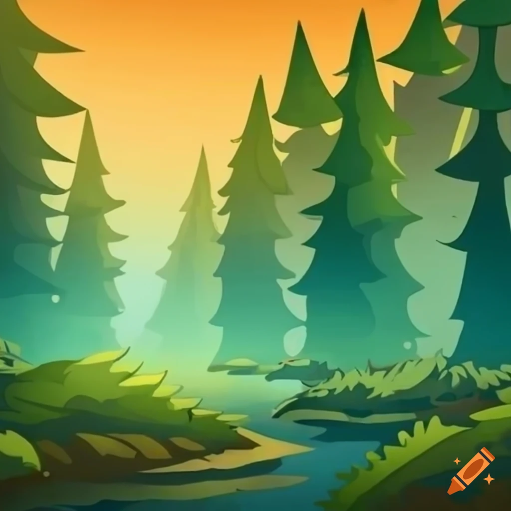 Cartoon pin forest illustration on Craiyon