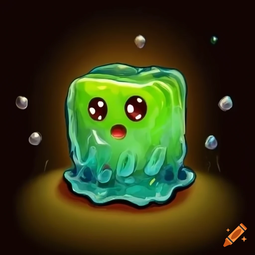 Small gelatinous cube with cute eyes in dungeons and dragons style on ...