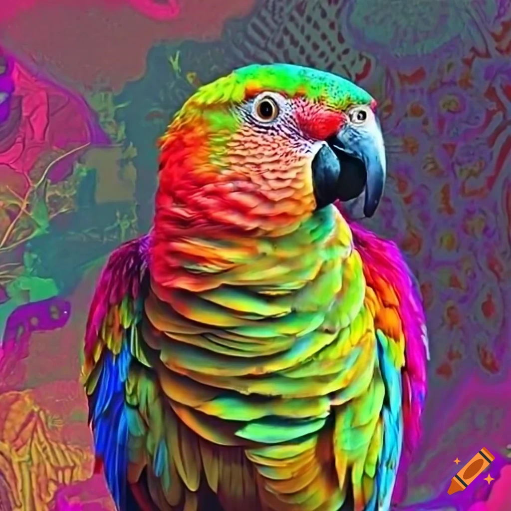 Psychedelic parrot in vibrant colors on Craiyon