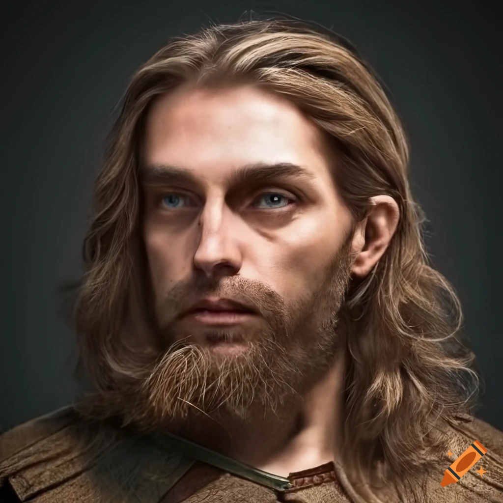 Man with medium brown hair, small beard, and even brown eyes wearing a ...