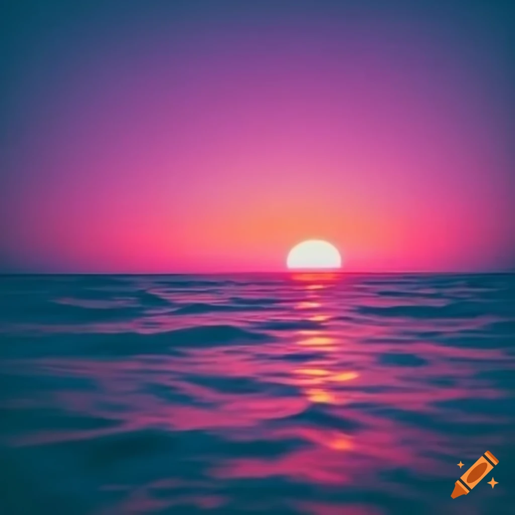 Vaporwave ocean sunset on Craiyon