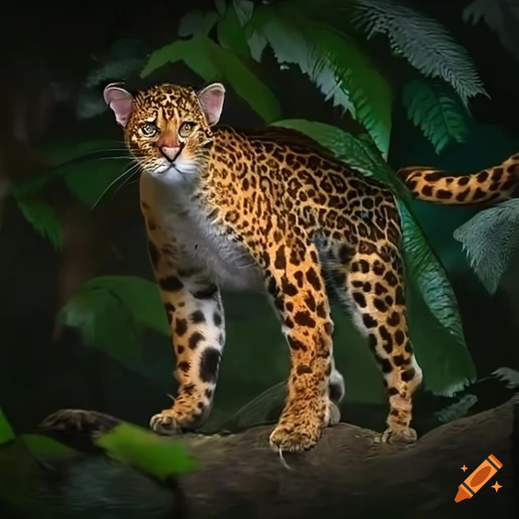 The Rainforest Spotted Prowler, a medium-sized agile feline with ...