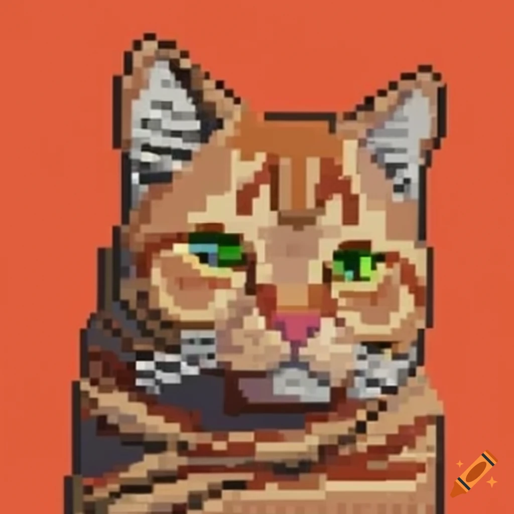 Ginger cat pixel art on Craiyon