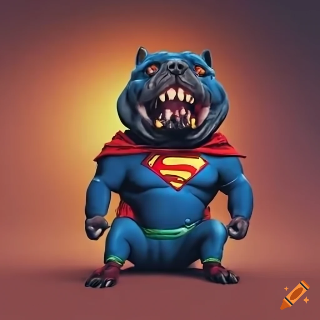 Superman micro bully on a lambo with gold k9 teeth in a rapper ...