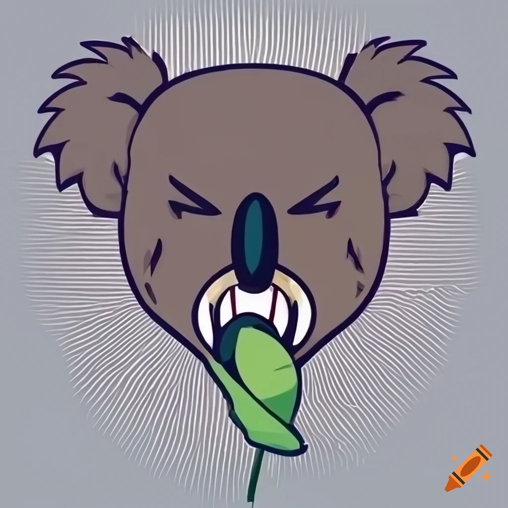 Angry koala eating a gum leaf on Craiyon
