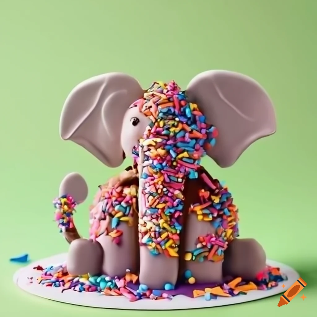 Exquisite elephant-shaped cake with chocolate and sprinkles decoration ...