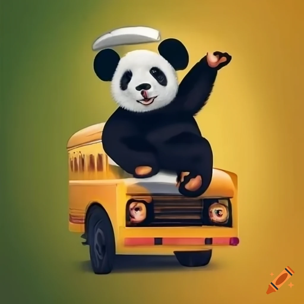 School bus full of pandas on Craiyon