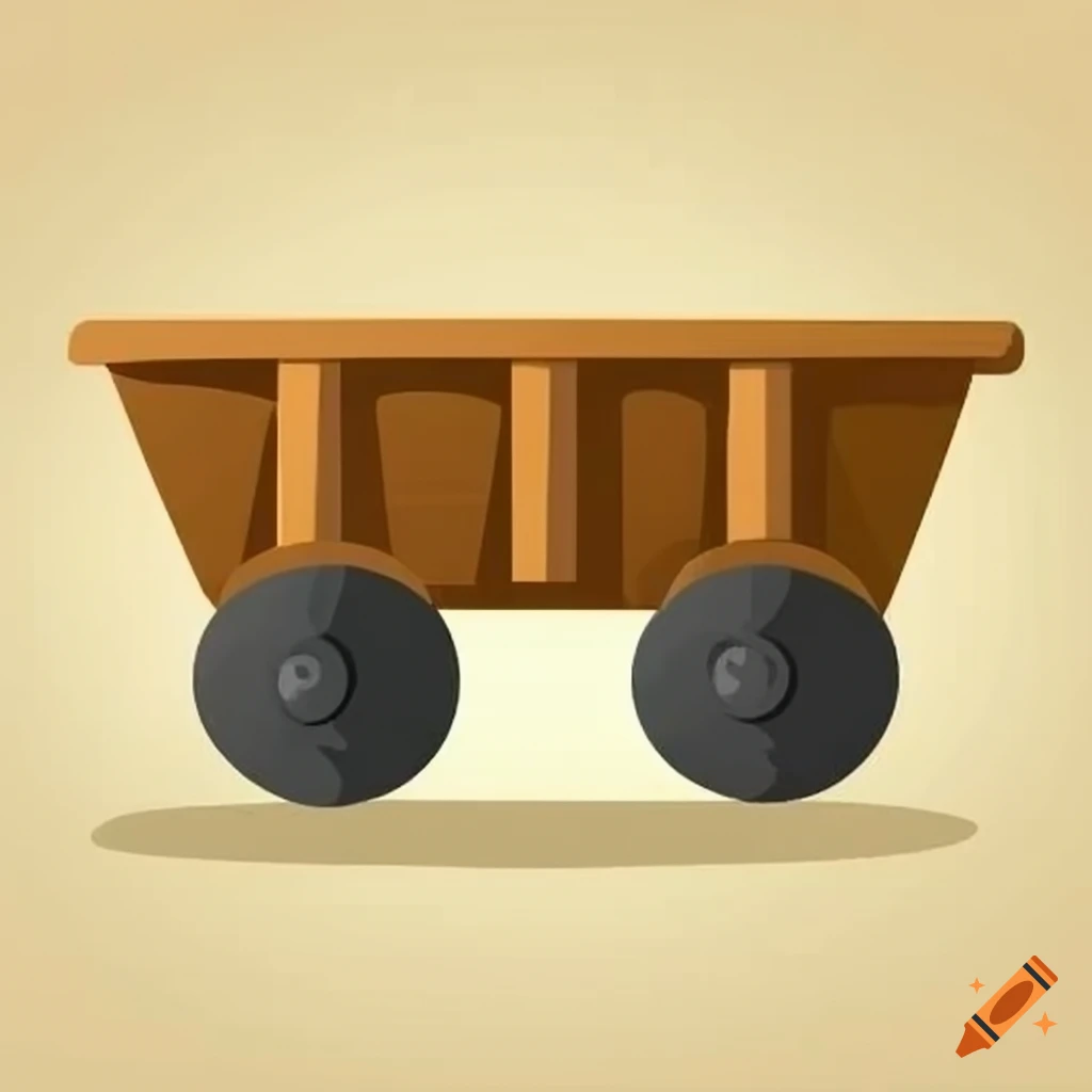 Cartoon wooden cargo carriage side view on Craiyon