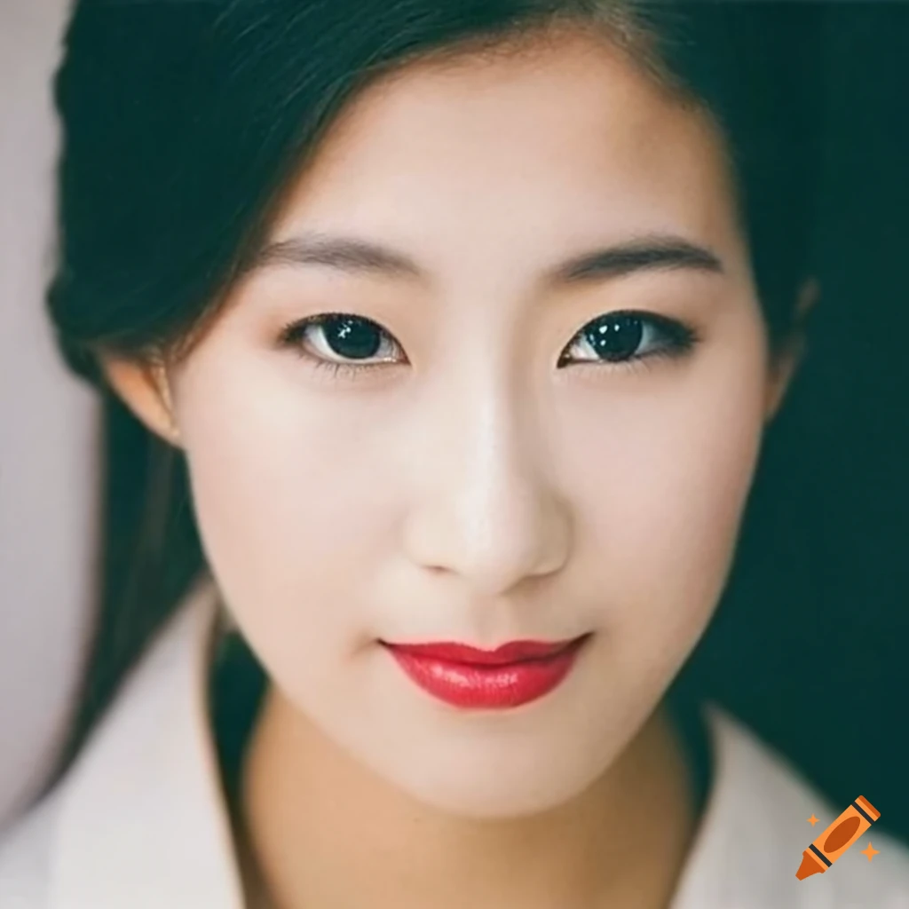 Beautiful japanese woman with stunning makeup in close-up portrait on ...