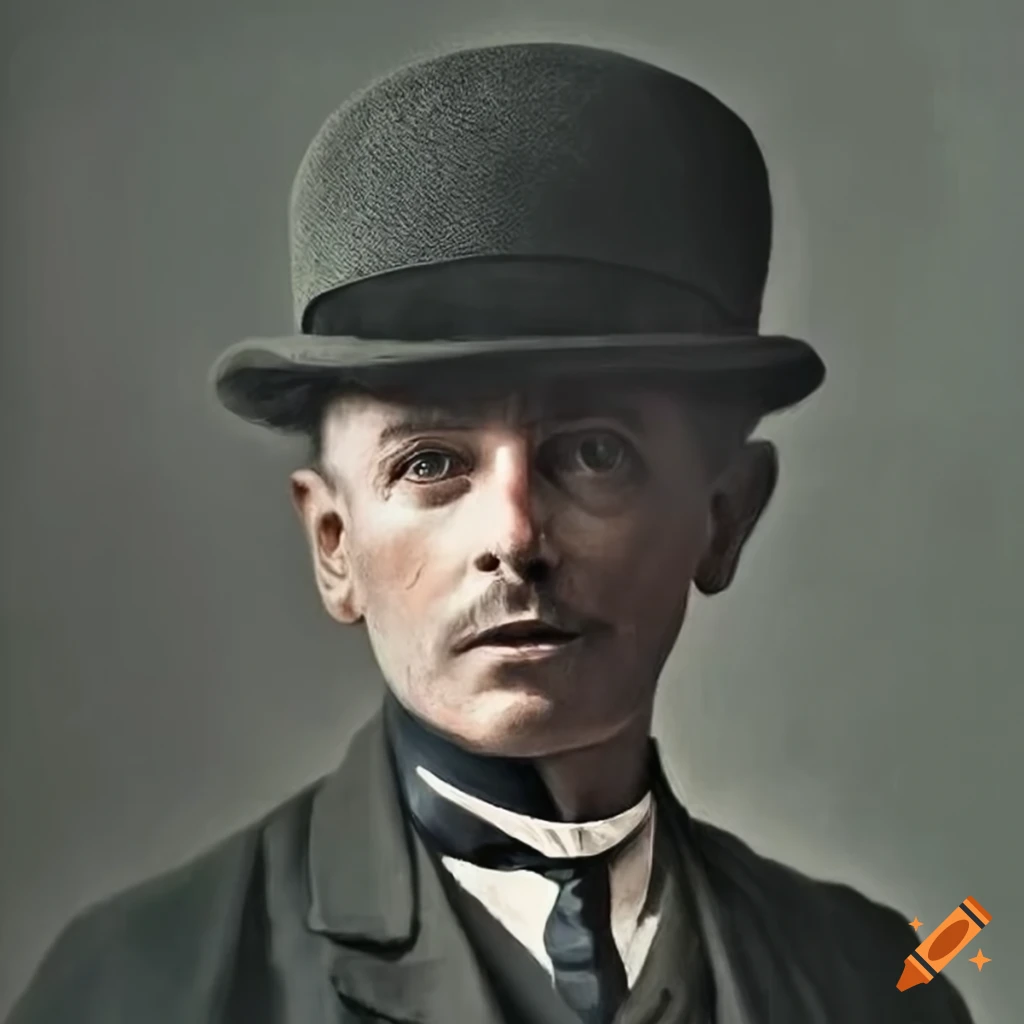 Man wearing a bowler hat in 1880 on Craiyon