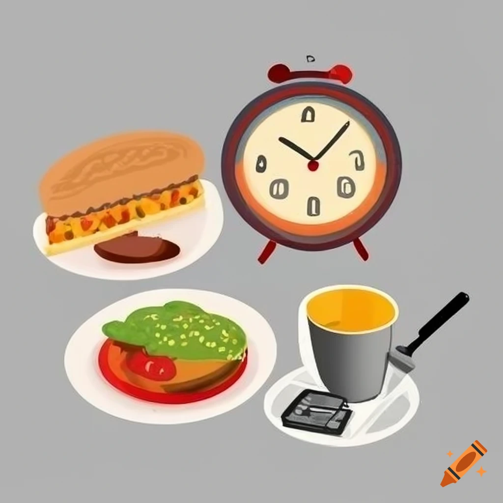 Infographic illustrating designated meal times on Craiyon