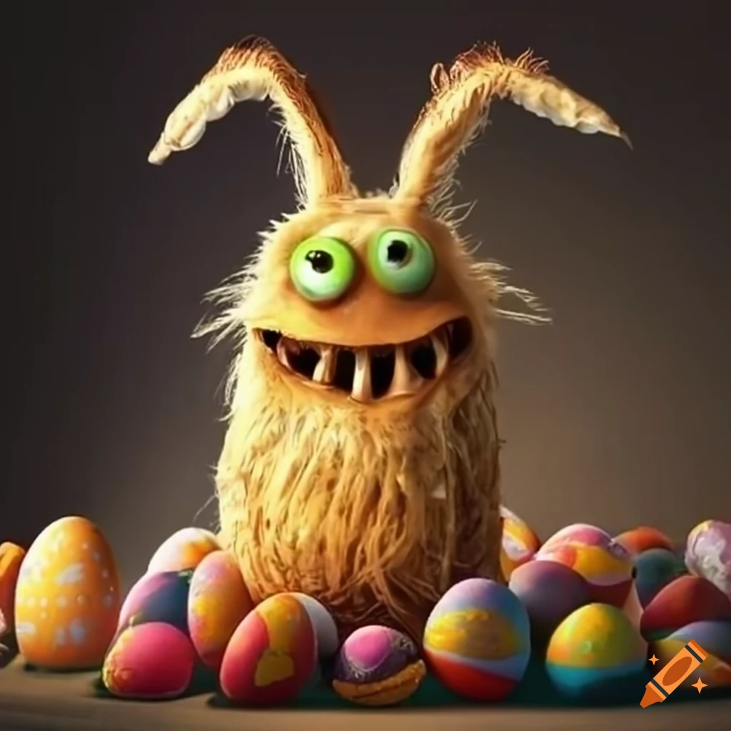 The easter monster stealing eggs on Craiyon
