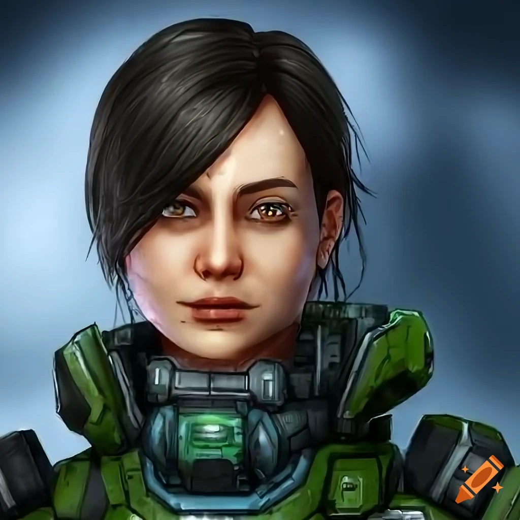 Female mechwarrior pilot with dark hair and goggles in high definition ...