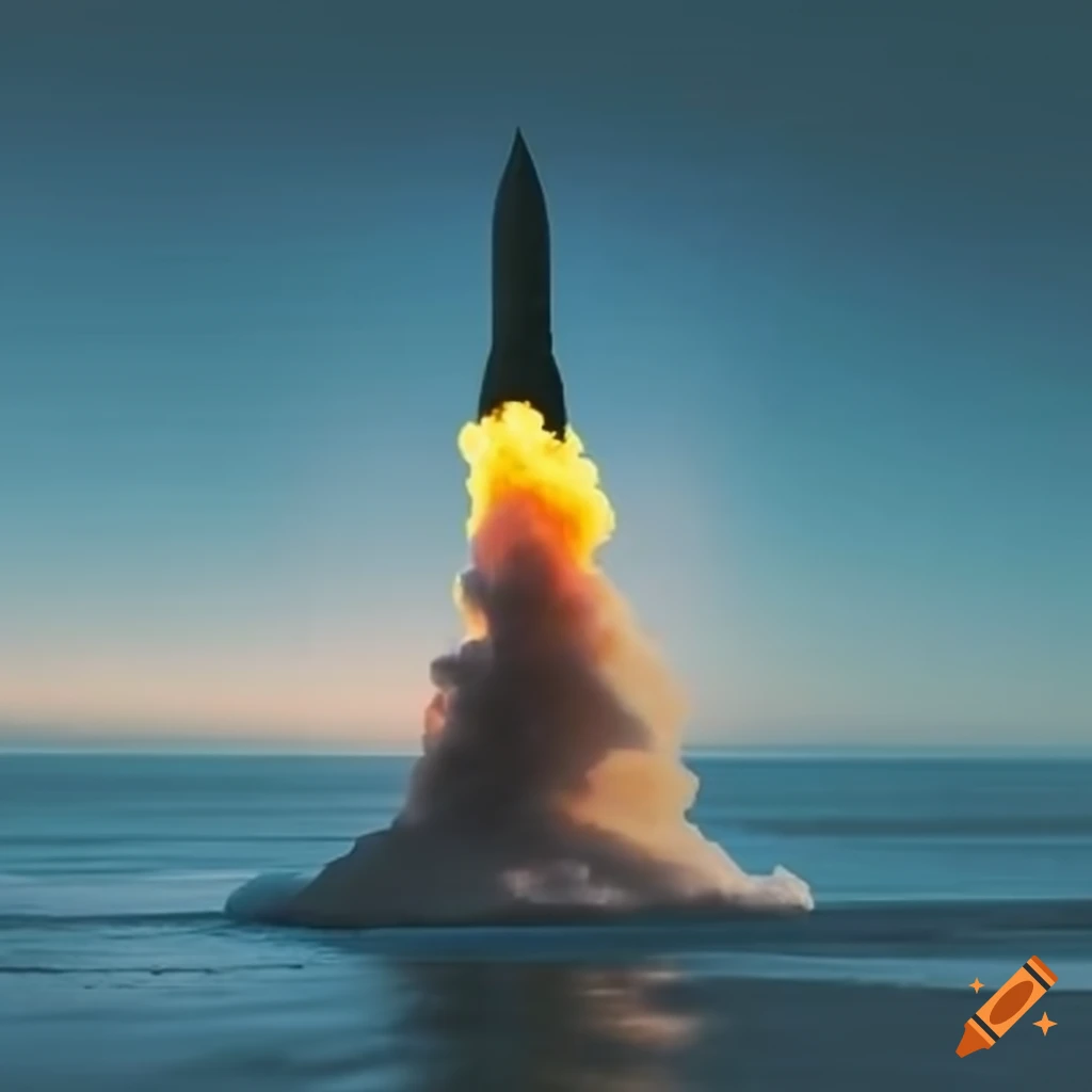 Penguin on nuclear missile during golden hour on Craiyon