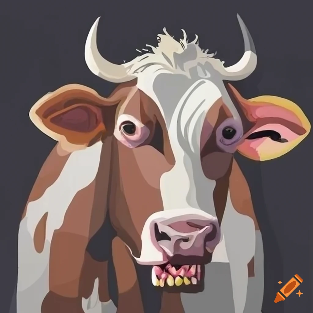 Cow with distinctive teeth on Craiyon