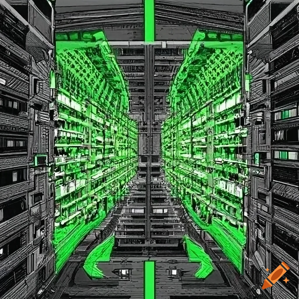 Hyper detailed photorealistic drawing of computer server room with ...