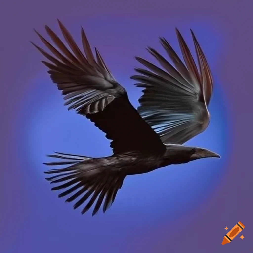 Abstract raven in flight on Craiyon