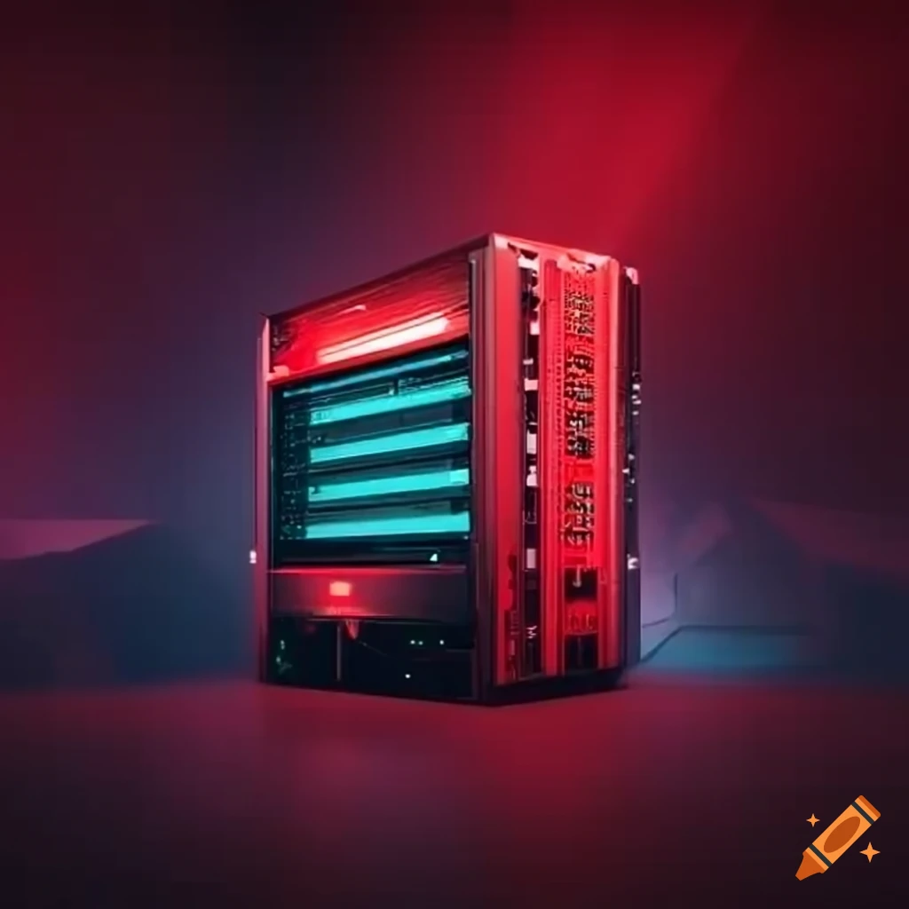 Futuristic red server with geforce branding on Craiyon