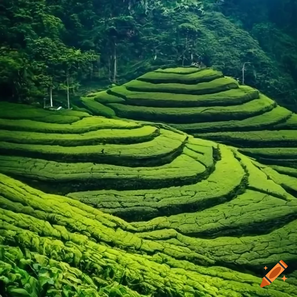 Oolong tea mountain in Nantou Taiwan with tea pickers during picking ...