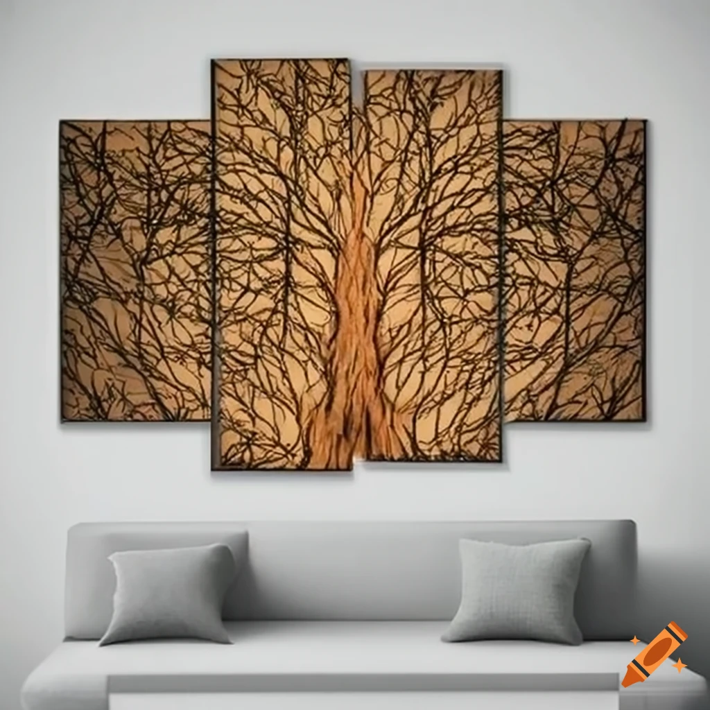 Gorgeous minimalist oak tree artwork with geometric patterns on Craiyon